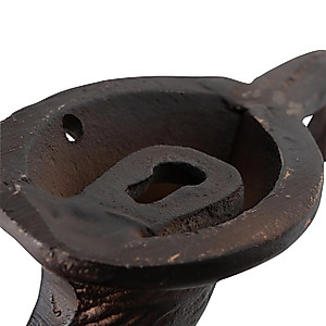 WHW Whole House Worlds Old Forge Stag and Ram Head Wall Hooks, Set of 2, Artisan Crafted, Hand Cast Aluminum, Rustic Brown, 8.25 Inches