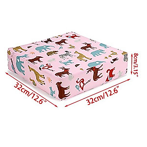 Sumnacon Chair Increasing Cushion - Baby Toddler Kids Infant Portable Dismountable Highchair Booster Cushion Washable Thick Chair Seat Cloth Strap(Pink Animal)