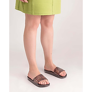 Melissa Next Gen Beach Jelly Slides for Women - Super Soft and Flexible, Stylish Slip-on Vegan Jelly Sandals, Flip Flops with Open Toe Design, Glitter/Clear, 8