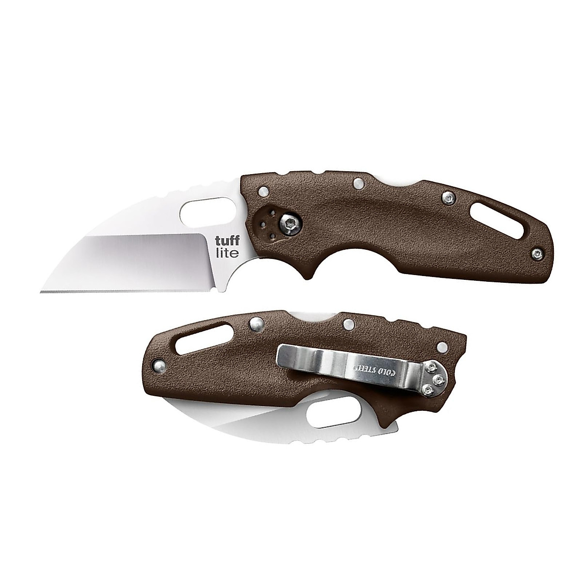 COLD STEEL Tuff Lite 2.5" AUS8A Sheepsfoot Razor-Sharp Plain Blade 3.5" Griv-Ex FDE Handle Pocket Folding Knife, Boxed