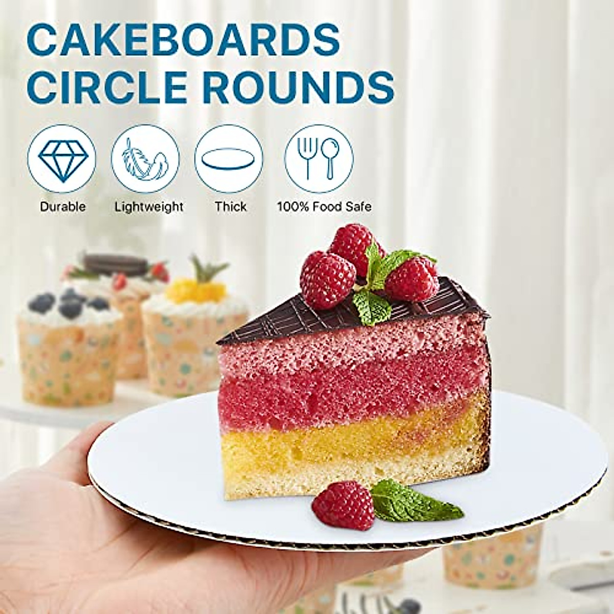 Akamino 230 PCS Cake Boards Tiering Kit, 12 Inch,10 Inch, 8 Inch, 6 Inch Round Cake Cardboard, Parchment Paper Rounds with Wooden Dowels and Straw Dowels for Wedding Birthday Party (White)