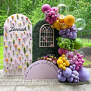 Dumilla Olive Green Balloon Garland Arch Kit Retro Rose Red Lemon Lavender Yellow 172Pcs Party Decorations for Colorful Garden Spring Summer Birthday Housewarming Carnival Safari Anniversary