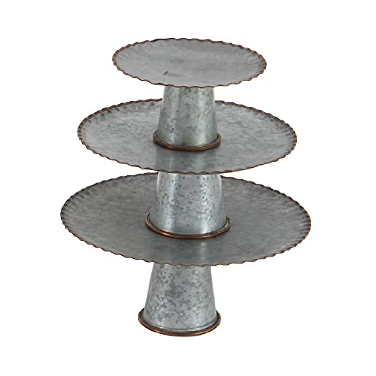 Deco 79 Metal Galvanized Cake Stand, Set of 3 9", 13", 15"W, Gray