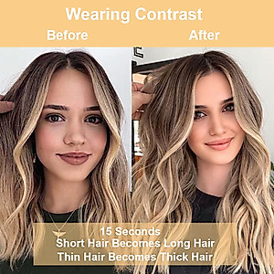 4PCS Clip in Hair Extensions 20Inch Black Hair Extensions Long Wavy Hair Extensions Clip ins Synthetic Thick Hair Piece for Women(Black)