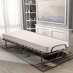 GOFLAME Rollaway Folding Bed with Memory Foam Mattress, Portable Guest Beds Cot Size with Sturdy Metal Frame for Spare Bedroom & Office