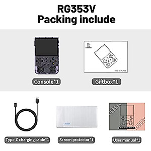 Daxceirry RG353V Retro Handheld Games Console 3.5" IPS Screen Android Linux Dual System RK3566 64 bit WIFI Bluetooth Video Player Pre-Installed 4452 Games Supports Wired Handle (DXR-RG353V-Purple T)