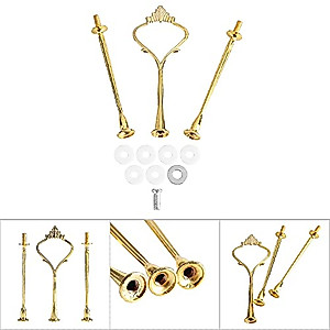 3 Tier Metal Cake Plate Stand Handle Hardware Cupcake Stand Tower Dessert Stand Party Pastry Food Serving Stand for Wedding Party(3-Tier Crown Gold)