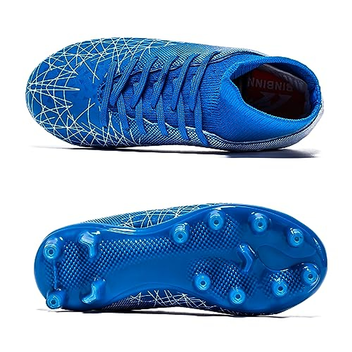 KouAzAz Kids Soccer Cleats Boys Girls Athletic Sport Shoes Outdoor Indoor Firm Ground Comfortable Football Shoes Blue
