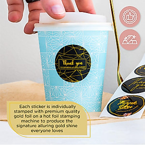 Peachy + Peony - 1.5 Inch Thank You Stickers Small Business - 500 Waterproof Gold Foil Thank You Labels for Packaging, Mailers, Etsy, Bakery – Thank You for Supporting My Small Business Stickers Roll