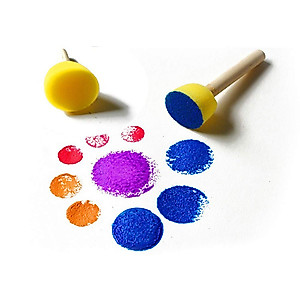 Ruwado 8 PCS Yellow Foam with Wooden Handle Painting Sponge Round Head Assorted Size Kit for Students Painting Tools Set DIY Craft Art Project