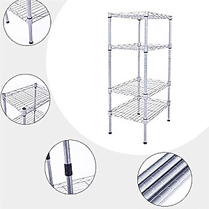 samanoya 4-Shelf Storage Rack,Adjustable Heavy Duty Storage Shelving Unit,Steel Organizer Wire Rack Use for Kitchen Pantry Laundry Garage Closet Utility (13.77" L x 9.84" W x 31.5" H)