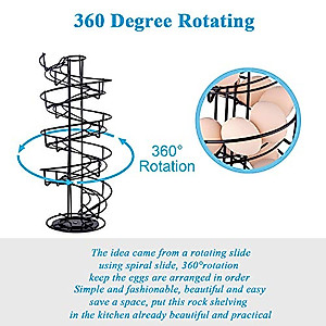 4-Layer Egg Holder Display Rack with Spiral Design, Large Capacity Up to 25 Eggs, 360 Degree Rotating Egg Storage Rack- Black