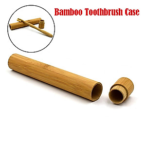 YJYdada Portable Natural Bamboo Toothbrush Case Tube for Travel Eco Friendly Hand Made (Brown)
