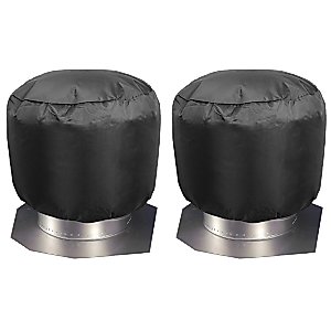 Turbine Vent Cover 2 Pack, Luxiv Roof Ventilator Cover Heavy Duty Turbine Ventilator Protector Shield Waterproof 420D Oxford Cloth Black (20D x 20W)