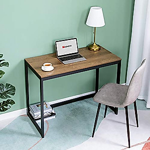 WOHOMO Small Computer Desk 39” Simple Modern Desk with Large Legroom Study Writing Desk for Home Office, Dark Brown
