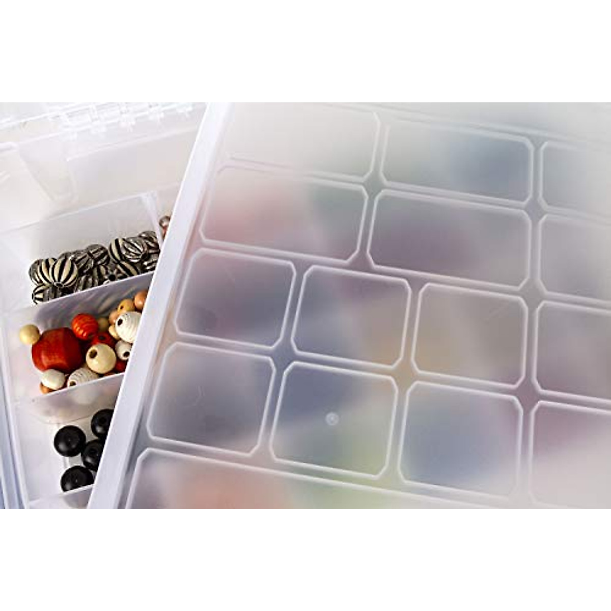 ArtBin 6962AB Quick View Deep Base Carrying Case with Removable Dividers and Tray, Portable Art & Craft Storage Box, 15", Clear