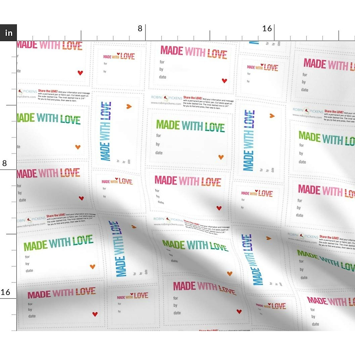 Spoonflower Fabric - Quilt & Love Label Sewing Printed on Petal Signature Cotton Fabric Fat Quarter - Sewing Quilting Apparel Crafts Decor