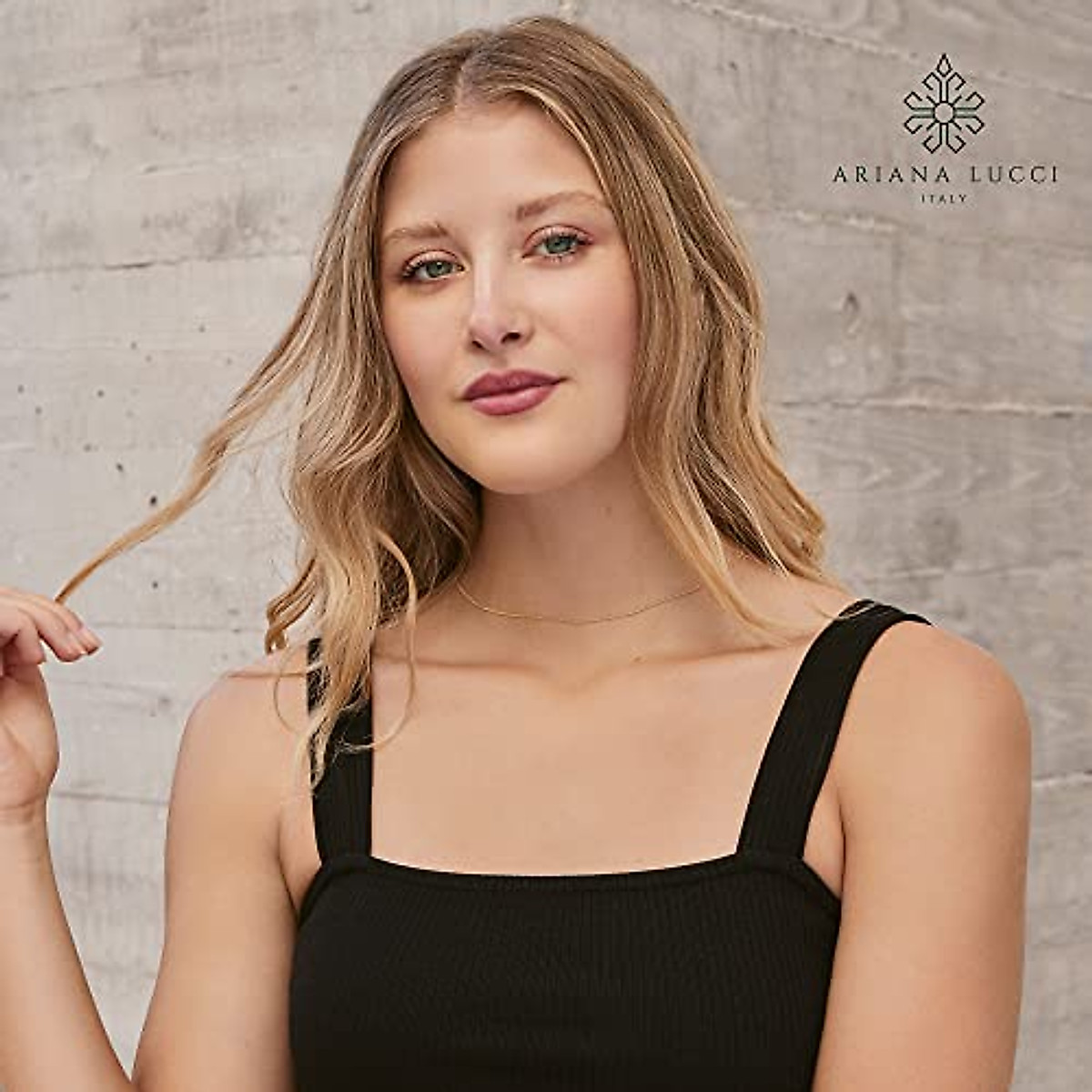 Ariana Lucci 14K Gold Filled Thin Italian Curb Chain Necklace, Non Tarnish 1mm Cuban Link Chain, Great for Pendants and Charms, Genuine 1/20 14K Gold Filled Made in Italy, 22"