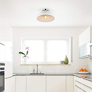 Novogratz x Globe Brady 1-Light Semi-Flush Mount Ceiling Light, Matte White, Chrome Details,61091