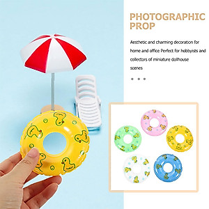 LOGOFUN 10pcs Mini Swimming Ring Inflatable Swim Ring Duck Pattern Small Swim Rings Toy Adorable Swimming Rings for Doll House Accessories - Multicolored