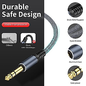 GOSYSONG 1/4 inch Extension Cable 20ft, 1/4" inch Male to Female Stereo Headphone Guitar Extension Cable, Quarter inch Headphone Extension Cable