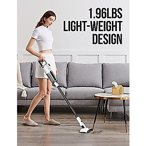 LiTHELi Cordless Vacuum Cleaner, 10000Pa/6000Pa Stick Vacuum with Mop Pad, Brushless Motor for Hard Floor, with 2 * 4Ah Swappable Battery
