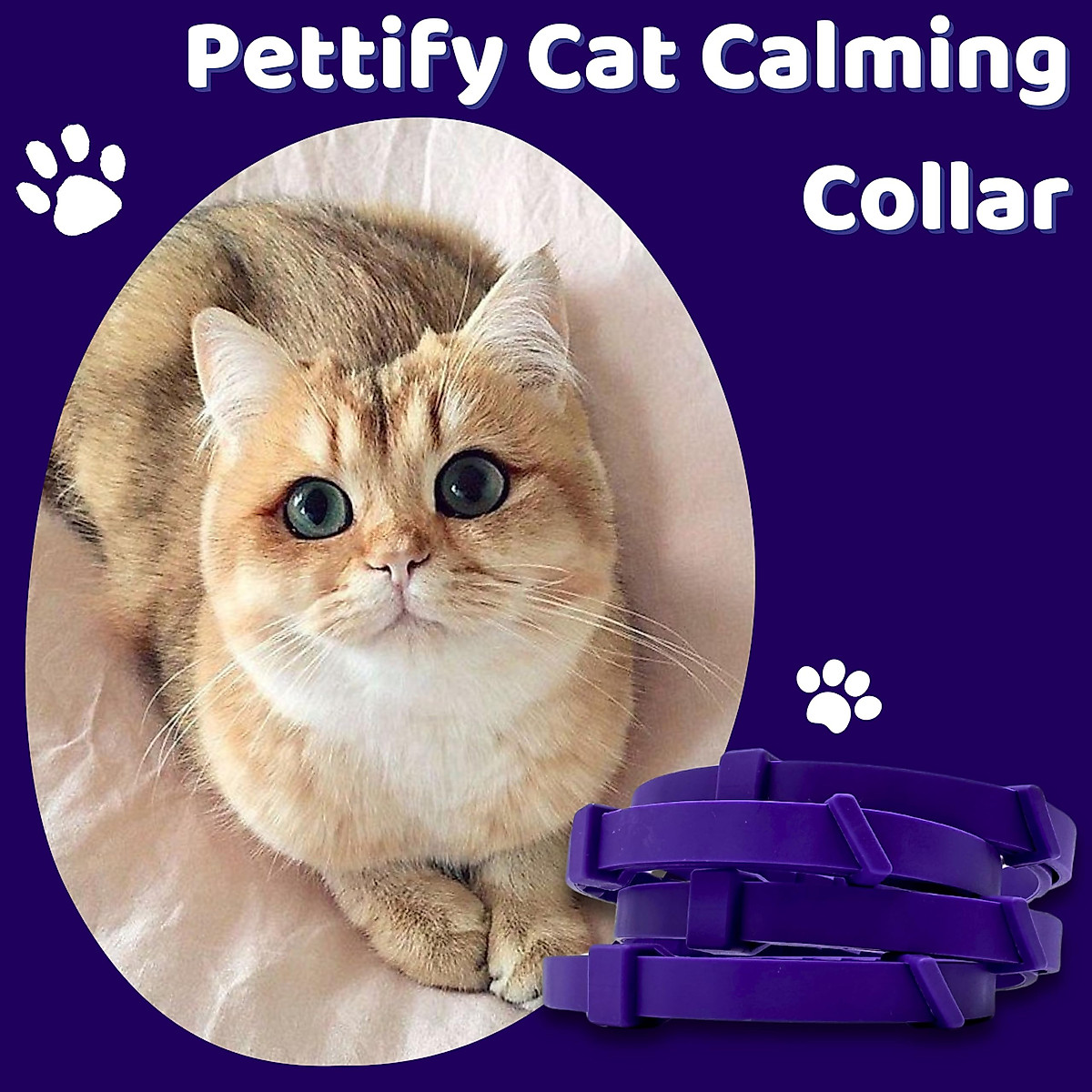 Pettify Calming Collar for Cats 4 Packs | 15 Inches Comfortable Cat Calming Collar | Long Lasting Cat pheromone Collar for Stress and Anxiety Relief, Strong Adjustable Breakaway Design
