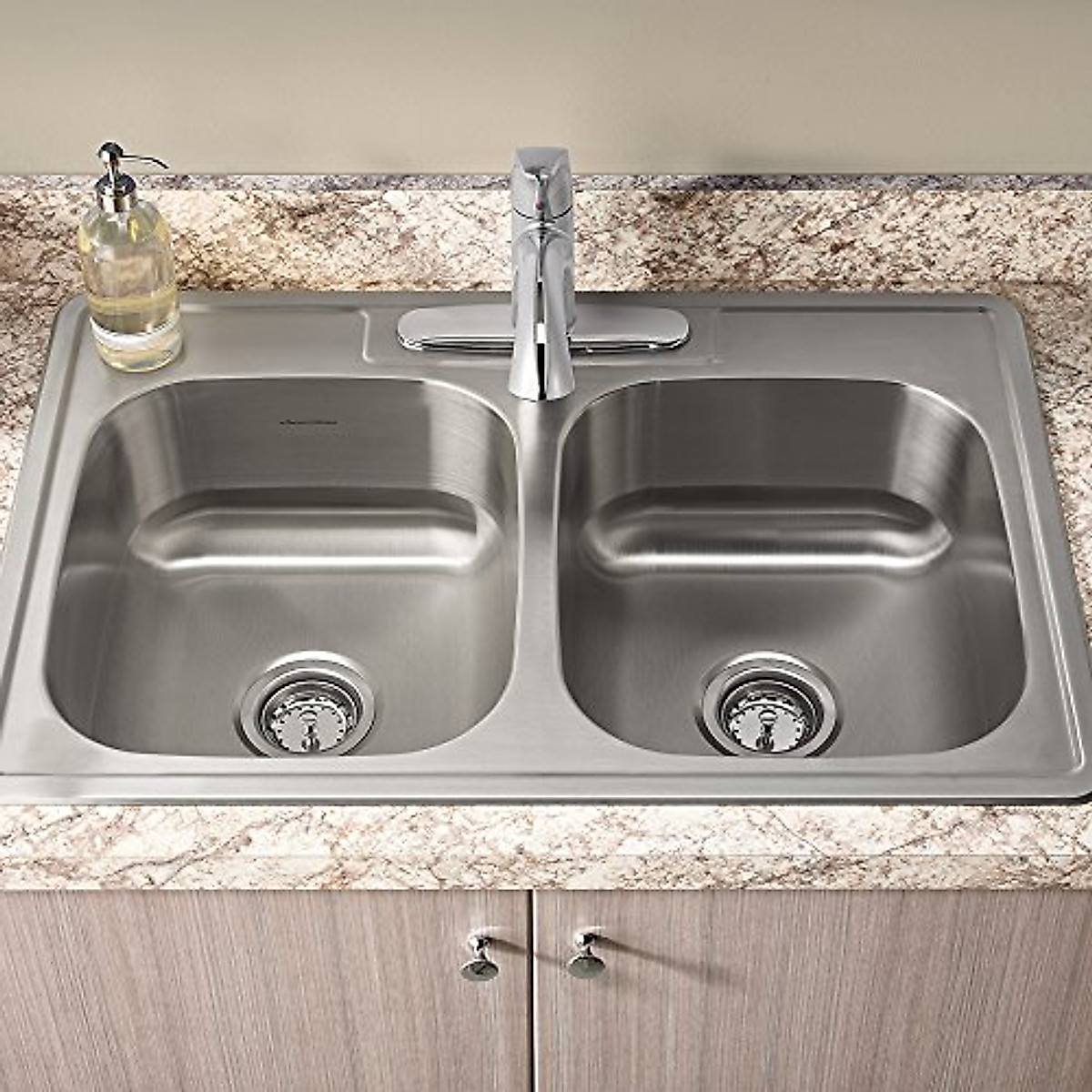 American Standard 20DB.8332283S.075 Colony Top Mount 33x22 Double Bowl Stainless Steel 3-Hole Kitchen Sink