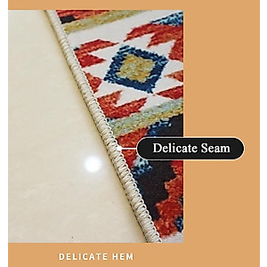 Qmkmyy Rustic Cabin Fish Leaf Print Rugs for Home Office Decor Striped Pathwork Western Style Area Rug Floor Mat Low Pile Carpets,4'x6'