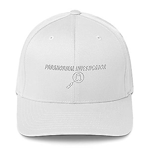 Paranormal Investigator Hat | Ghost Hunting Gear - - Dad Flexfit Cap - Fun Design White