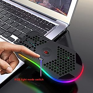 Ruiqas Optical Mouse 6 Buttons Macro Programmable Ergonomic Wired Gaming Mouse with RGB Light 6400DPI for Desktop PC Computer