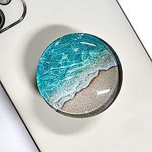 WUYULB Clear Crystal Glitter Collapsible Expandiing Moblile Phone Grip Stand Holder for Smartphones and Tablets Cell Phone Accessory (Blue Ocean Beach)