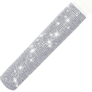 RhymKawa Silver Crystal Mic Handle Cover for Universal Wireless Microphone and SM58, BETA58, Sparkle Cordless Handheld Shining on Tours & Shows (Mic NOT Included)