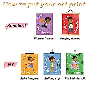 Set of 9 Boys Room Bedroom Decor Black Boy Wall Decoration Art Decor Motivational Black Boy Posters Wall Decorations Motivational Wall Decor Art for Tween Boys Room (Unframed, 8 x 10 Inch)