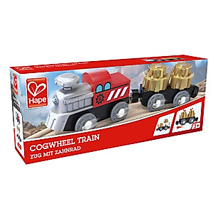 Hape Cogwheel Train| Wooden Railway Cogwheel Engine Toy Train for Kids
