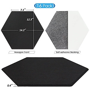 BXI Sound Absorber - 16 Pack Self-adhesive 14.2 X 12.3 X 0.4 Inches Acoustic Absorption Panels, Hexagon Sound Absorbing Panels for Wall and Ceiling Acoustic Treatment