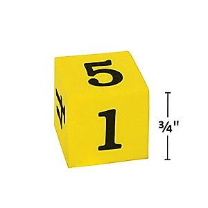 Teacher Created Resources Foam Numbered Dice 1-6, Pack of 20 , Yellow