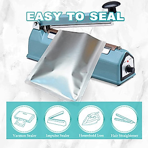 50pcs 1 Gallon Mylar Bags for Food Storage with Oxygen Absorbers 400CC (6 Packs of 10pcs) and Labels, 9.5 Mil 10"x14" Vacuum Sealer Bags Heat Sealable Bags for Long Term Food Storage(Extra Thick）