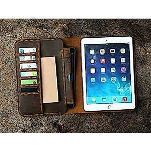 Personalized distressed leather iPad cover case for iPad Pro 9.7 11 12.9 Leather iPad portfolio case for 2019 iPad Air 10.5 inch IDP97SPNC