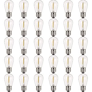 Newhouse Lighting S14LED30P Outdoor Weatherproof 1W (11W Equivalent) Shatter-Resistant S14 LED Replacement String Light Bulbs, Warm White 2700K, Standard E26 Base, Shatterproof, 30-Pack