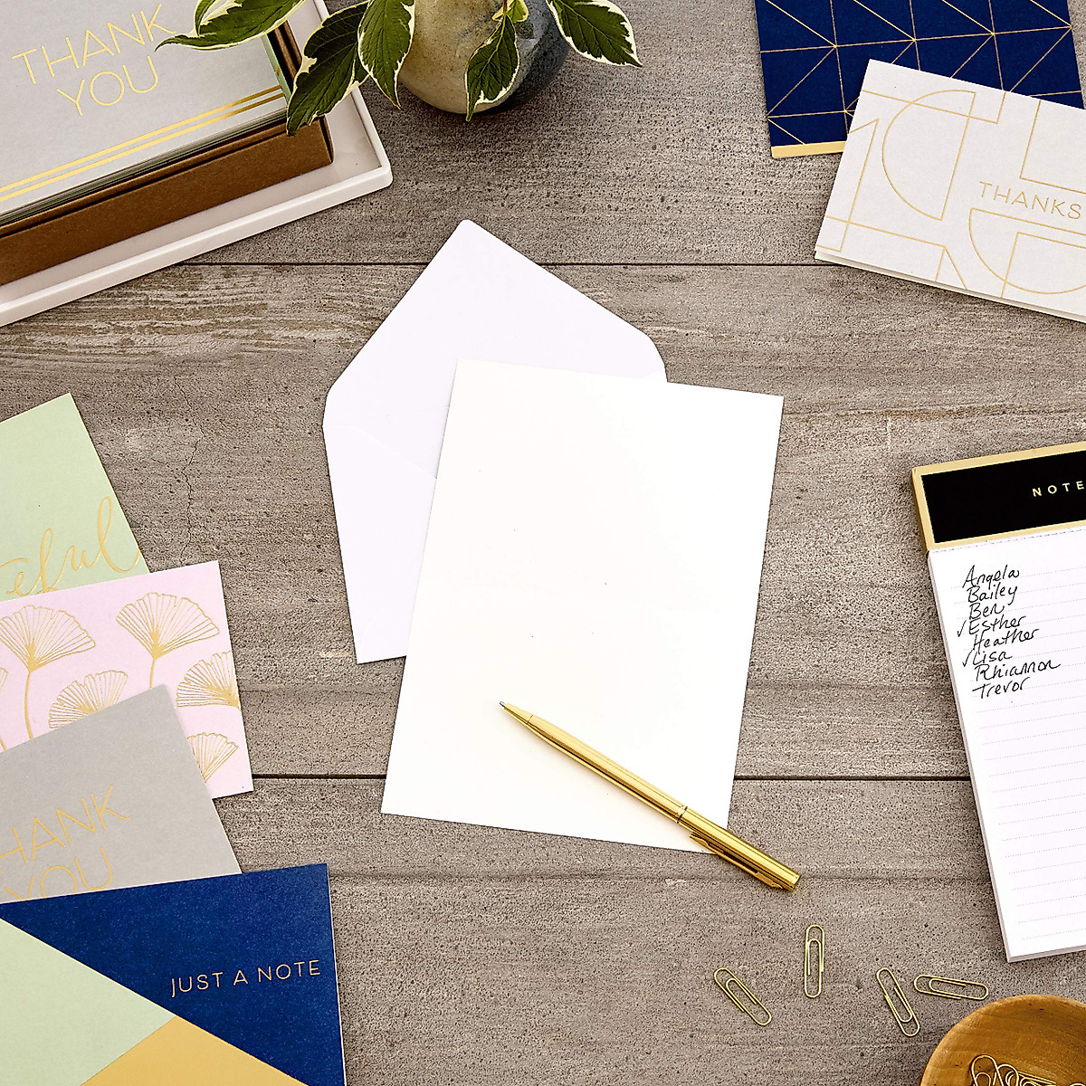 Hallmark Thank You and Blank Cards Assortment, Geometric Gold (24 Cards with Envelopes for Baby Showers, Wedding, Bridal Showers, All Occasion)