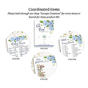 OH BOY! — Floral BABY SHOWER INVITATIONS— Pack of 25 — Garden Baby Shower Blank Fill-in INVITES, Flowers, Chic, Unique, Garden Invites, BLUE Baby BOY Sprinkle Invites, DIY Invites BLUE SKU I705-INV1