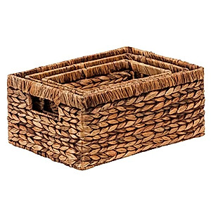 CENBOSS Woven Storage Baskets (Brown Wash, Set of 3 Sizes)