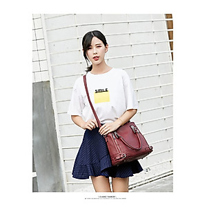 Women's Handbag Tote Bag Large Capacity Women's Shoulder Bag Crossbody Bag (Wine Red)