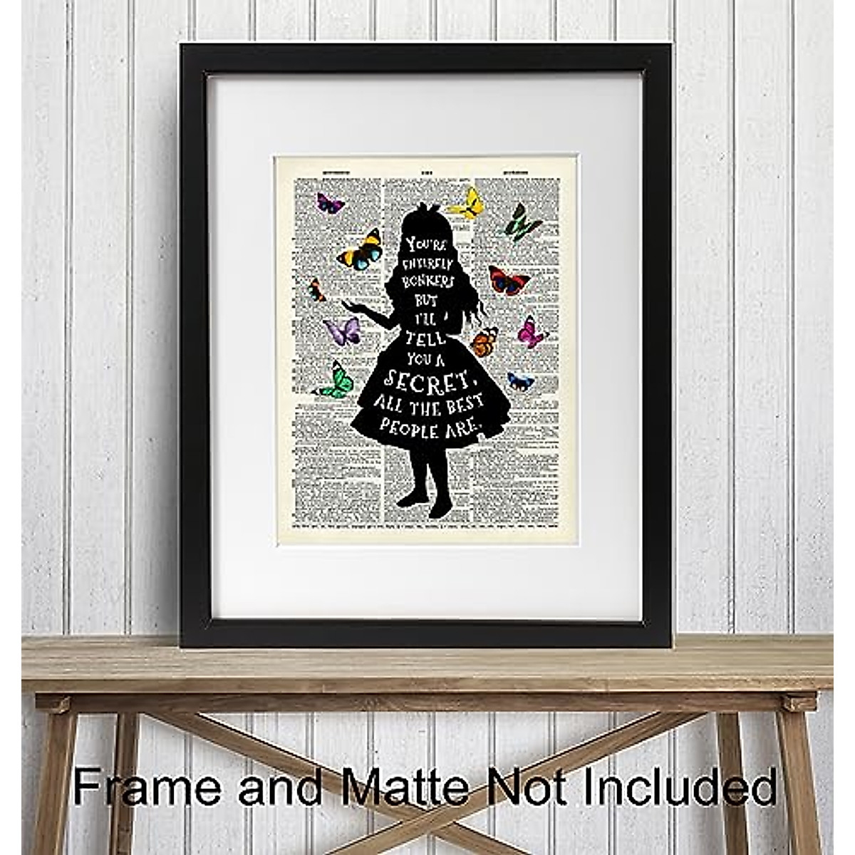 Alice in Wonderland Quote Wall Art 11x14 - Inspirational Gift for Women - Funny Sayings Poster Picture - Positive Quotes - Motivational Wall Art for Women -Teen Girls Bedroom, Living room, Home Office