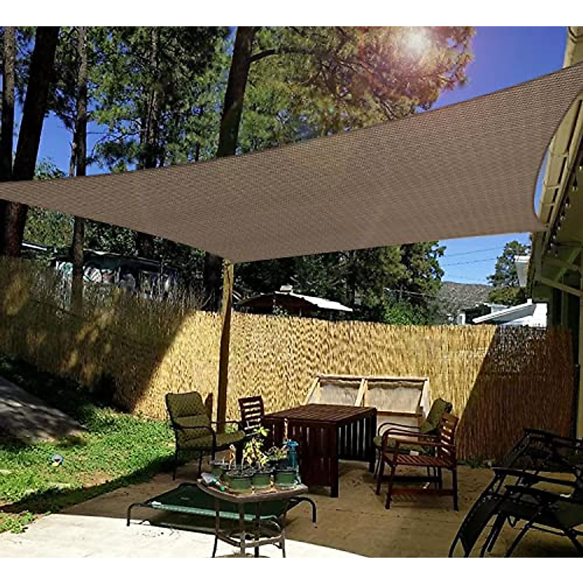 Windscreen4less 12'x16' Sun Shade Sail for Outdoor Patio Backyard UV Block Awning with Steel D-Rings Brown Coffee Rectangle, Custom, 12ft x 16ft