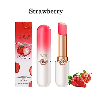 6 Pcs/Set Peach Aloe Vera Strawberry Blueberry Avocado Grape Jelly Lipstick Set Temperature Change Moisturizer flower Lip Stick Long Lasting Nutritious Lip Balm Magic Color Change Lip Gloss