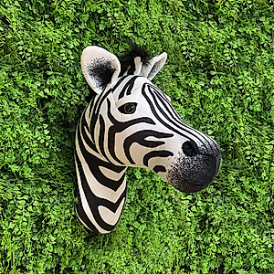 WOKI Jungle Zebra Stuffed Animal Heads for Wall Nursery Room Mount Charmers Fantasy Wall Decoration Hanging Girls Children Room