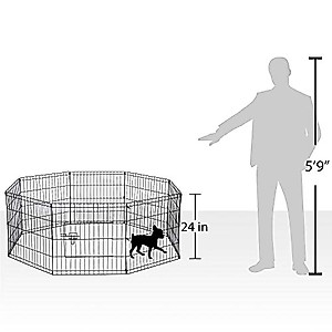 Dog Exercise Pen Pet Playpens for Small Dogs - Puppy Playpen Outdoor Back or Front Yard Fence Cage Fencing Doggie Rabbit Cats Playpens Outside Fences with Door - Metal Wire Foldable 8-Panel 30 sq Foot