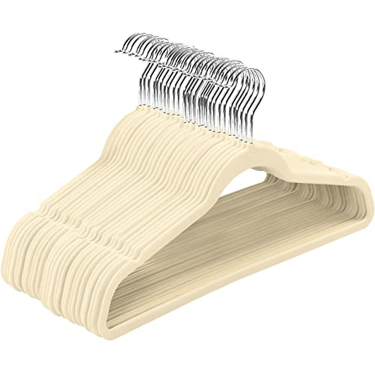 Utopia Home Premium Velvet Hangers- Pack of 100 - Non-Slip & Durable Clothes Hangers - 360 Degree Rotatable Hook - Heavy Duty, Slim & Sleek Hanging Supports- (50 Pack Ivory & 50 Pack Black Hangers)